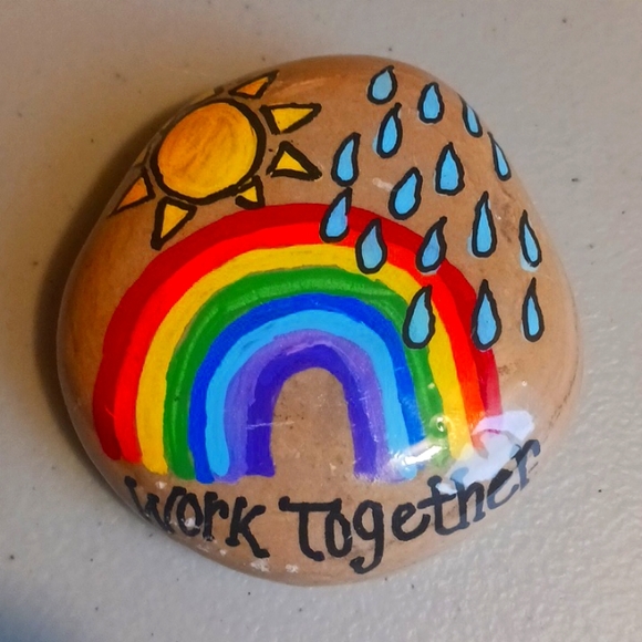 Art | Work Together Painted Art Rock Paper Weight Rare Eshopchicago ...